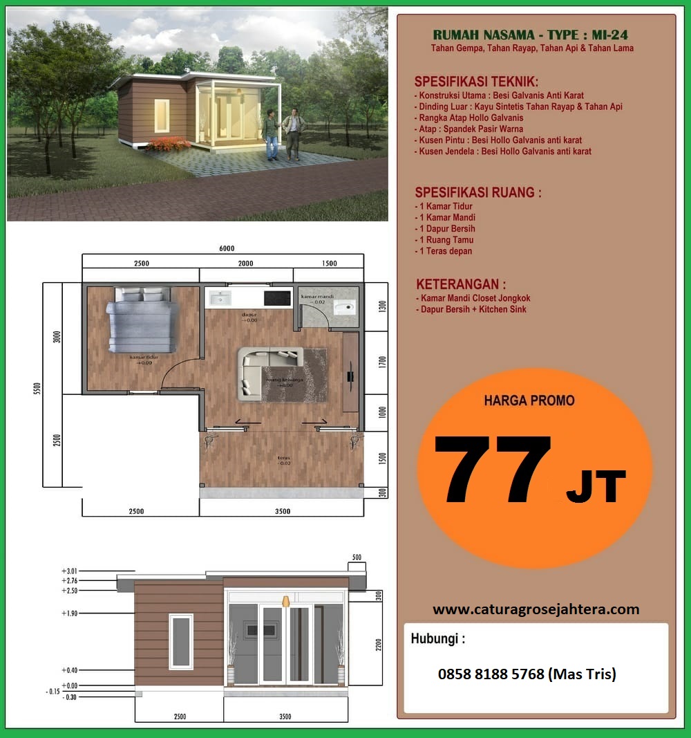 Rumah Panel Nasama - Rumah Instan, Cepat Bangun, Tahan Gempa, Tahan ...